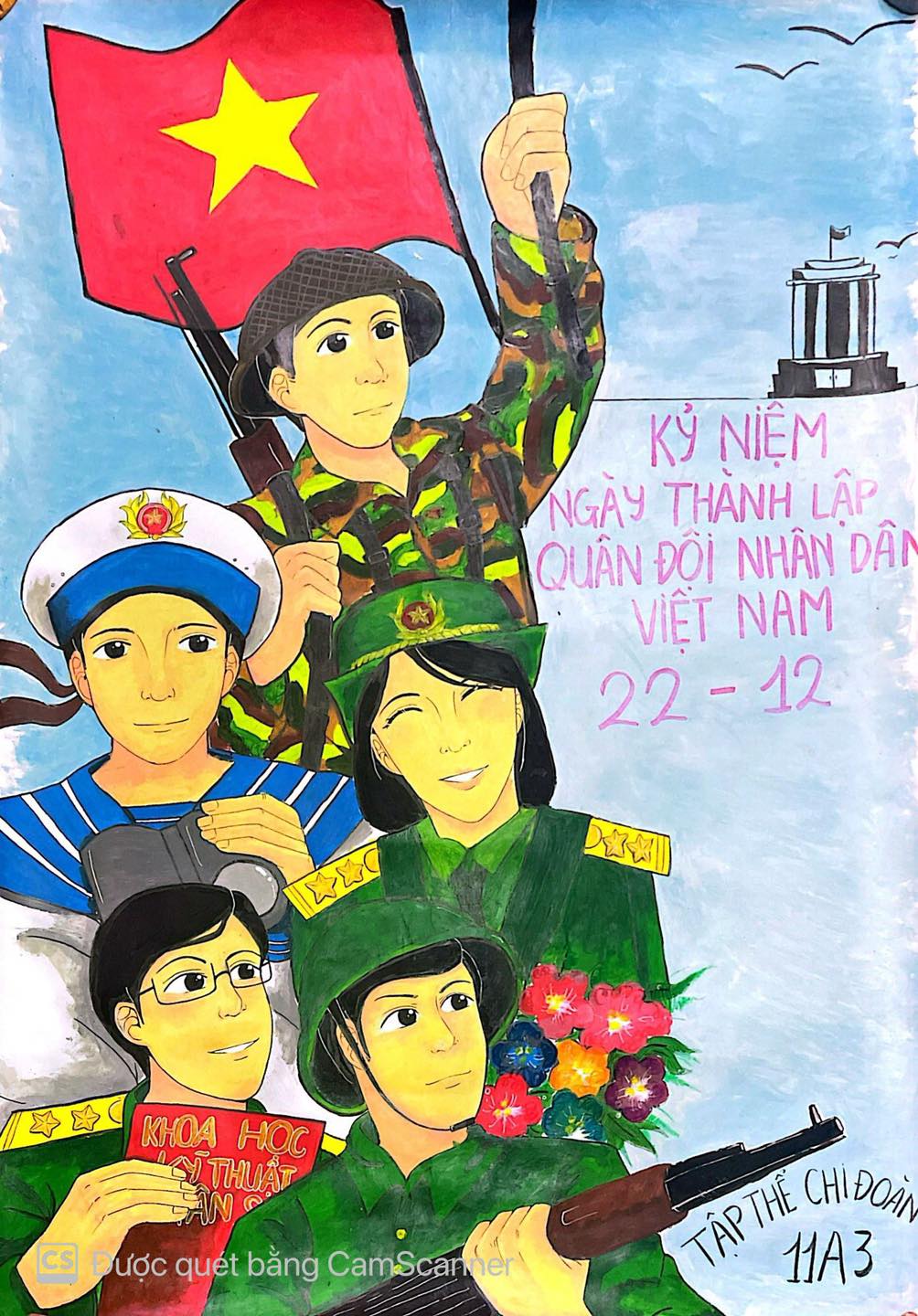 Vẽ tranh kỉ niệm 79 năm ngày thành lập quân đội nhân dân Việt Nam và 34 ...